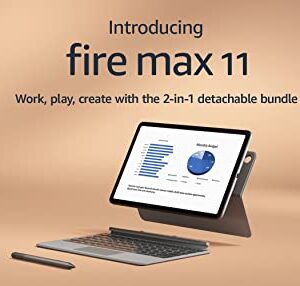 Introducing Amazon Fire Max 11 tablet productivity bundle with Keyboard Case, Stylus Pen, octa-core processor, 4 GB RAM to do more throughout your day, 128 GB, Gray, without lockscreen ads