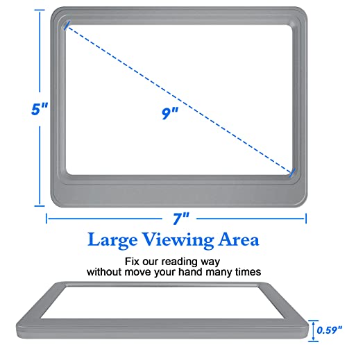 NZQXJXZ Large 5X Full Book Page Magnifying Glass for Reading Viewing Area Magnifier Lightweight Handheld Magnifier for Small Prints Seniors and Low Eyesight Person Gray