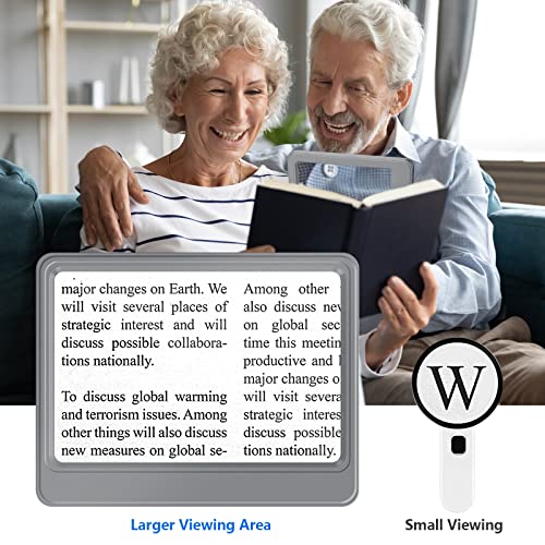 NZQXJXZ Large 5X Full Book Page Magnifying Glass for Reading Viewing Area Magnifier Lightweight Handheld Magnifier for Small Prints Seniors and Low Eyesight Person Gray