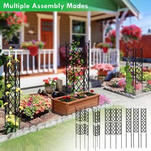 Garden Trellis for Climbing Plants Outdoor, 4FT Tall Plant Support Trellis Cage for Indoor Potted Plants, Plant Trellises Frame for Vines, Flowers, Vegetable, Rustproof Lattice Grid Panels for Rose