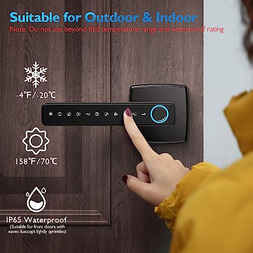 Aibocn Door Lock Fingerprint, Keyless Entry Door Lock with App, Touchscreen Keypad Deadbolt Lock with Reversible Handle, Bluetooth, Key, Code, Biometric Smart Lock for Home Bedroom Hotel