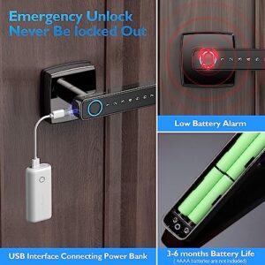 Aibocn Door Lock Fingerprint, Keyless Entry Door Lock with App, Touchscreen Keypad Deadbolt Lock with Reversible Handle, Bluetooth, Key, Code, Biometric Smart Lock for Home Bedroom Hotel