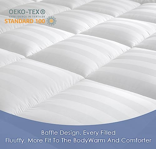 MIROUT Mattress Topper Queen Size, Extra Thick Cooling Mattress Pad Cover with 8-21 inch Deep Pocket, 3D Snow Down Alternative Fill Pillow Top