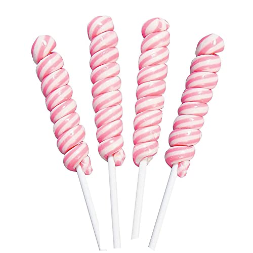 Pink Twisty Lollipops - 24 Unicorn Suckers Individually Wrapped Bulk - Baby Shower Candy - Gender Reveal - Candy Buffet - Girl Birthday Party Favors