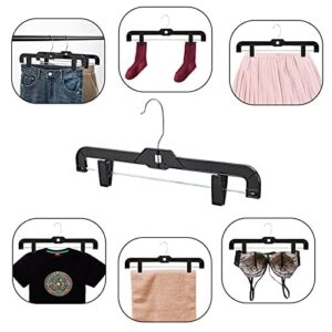 HOUSE DAY Pants Hangers -10 Pack, Skirt Hangers for Women Pants Hangers for Men, Black Pants Hangers with 360-Swivel-Hook, Shorts Hangers with Adjustable Clips Hangers for Pants, Trousers, Skirt, Jean