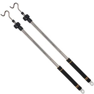 greeily 2 pcs clothing hook poles telescopic adjustment it is light and can extend from 35" to 65" with 4.7 "hook and sponge handle.