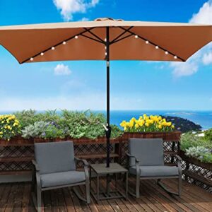 10ft Solar Led Outdoor Umbrella Outdoor Market Rectangle Umbrellas with Crank, Tilt Function Large Patio Umbrella with 26 Solar Lights Heavy Duty Sun Umbrella for Garden Deck Pool Patio (Style 2)