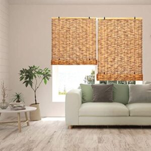 bamboo roll up shades for windows cordless, bamboo roller blinds outdoor, retro reed curtain, sunshade, porch privacy balcony partition, for patio indoor/outdoor porch privacy (color : brown, size :