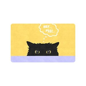 susiyo Doormat Cute Black cat Yellow Eyes Non-Slip Indoor 30"x18" Entryway Door Mat (Rubber Backing)