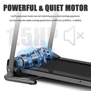 JETEAGO 2.5HP Folding Treadmill with 12 Modes, Electric Running Walking Exercise Machine with LCD Monitor, Cup Holder