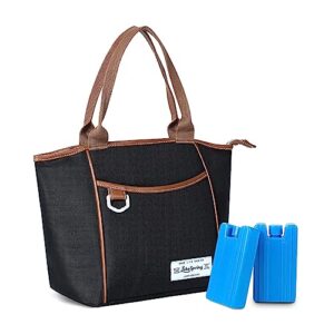 lekespring 𝐋𝐮𝐧𝐜𝐡 𝐁𝐚𝐠 𝐖𝐨𝐦𝐞𝐧 tote coolers box leakproof lunchbox adult,black, 𝟐 𝐩𝐜𝐬 𝐈𝐜𝐞 𝐏𝐚𝐜𝐤𝐬 (9l)