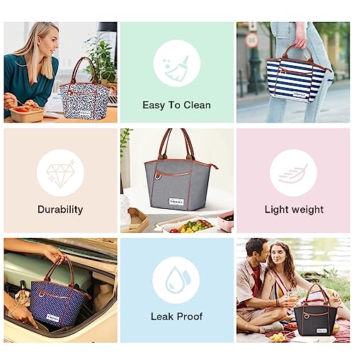 Lekespring 𝐋𝐮𝐧𝐜𝐡 𝐁𝐚𝐠 𝐖𝐨𝐦𝐞𝐧 Tote Coolers Box Leakproof Lunchbox Adult,Black, 𝟐 𝐩𝐜𝐬 𝐈𝐜𝐞 𝐏𝐚𝐜𝐤𝐬 (9L)