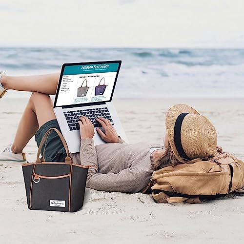 Lekespring 𝐋𝐮𝐧𝐜𝐡 𝐁𝐚𝐠 𝐖𝐨𝐦𝐞𝐧 Tote Coolers Box Leakproof Lunchbox Adult,Black, 𝟐 𝐩𝐜𝐬 𝐈𝐜𝐞 𝐏𝐚𝐜𝐤𝐬 (9L)