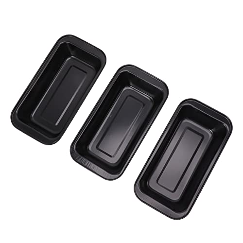 Rectangular Baking Box, Baking Bread Pan Reusable and Durable Uniform Air Flow 3PCS Black Carbon Steel High Temperature Resistant for Home Kitchen