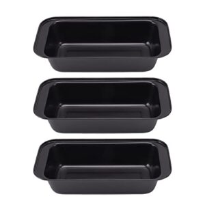 Rectangular Baking Box, Baking Bread Pan Reusable and Durable Uniform Air Flow 3PCS Black Carbon Steel High Temperature Resistant for Home Kitchen