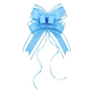 wewiluck gift wrap bows big, blue bow for gift baskets, flower bouquet, paper, pull bows for gift wrapping, gift bag, box, baby showers, hanukkah(6 inches, 15pcs)