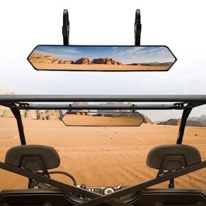 utv center rear view mirror, aluminium alloy convex mirror fits 1.65"-2" roll bar mount compatible with polaris rzr, can am x3, honda pioneer, kawasaki mule, yamaha