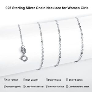 Bovickep 925 Sterling Silver Chain Necklace For Women Girls, 1.2mm Super Sturdy, Shiny, Dainty, Thin Chain Necklaces, Fashion Chains Necklace for Every Day use. 16 inches