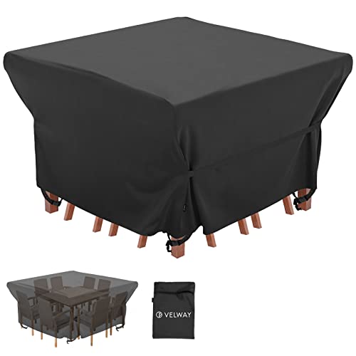 Velway Patio Table Chairs Set Cover Square Waterproof 74"Lx74"Wx28"H Outdoor Bistro Dining Set Cover Fire Pit Table Cover Furniture Cover Small Rectangle Ultra Windproof UV-Resistant