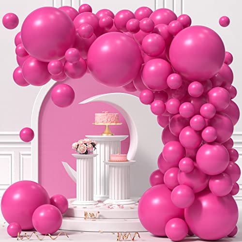 KALOR Hot Pink Balloons Garland Arch Kit 110Pcs - Different Sizes 18/12/10/5 Inch Party Balloons for Birthday Baby Shower Wedding Graduation Party Decorations