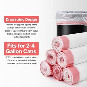 186 Count Strong White Trash Bags - 4 Gallon Drawstring Liners for Home, Kitchen, Bathroom, Office & Bedroom Garbage Can Bin - Unscented Plastic Bags