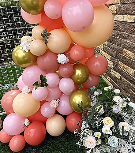 KALOR Coral Red Balloons Garland Arch Kit 110Pcs - Different Sizes 18/12/10/5 Inch Party Balloons for Birthday Baby Shower Wedding Graduation Party Decorations