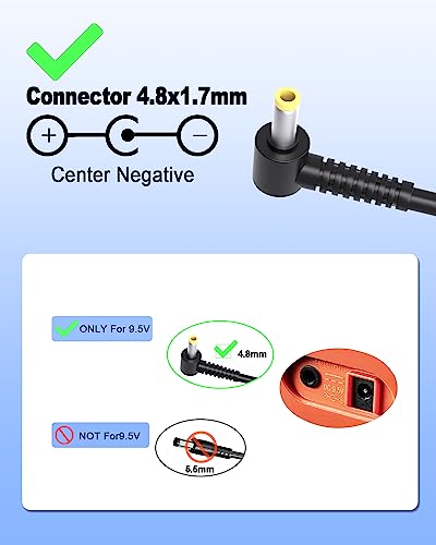 VHBW 9.5V Charger Replacement for Casio Keyboard Power Cord ADE95100LU Compatible with Casio Keyboard Power Supply CTK-2400 CTK-2500 CTK-2090 CTK-3200 SA-76 SA-46 SA-77 Mini Keyboard (5.9Ft Long)