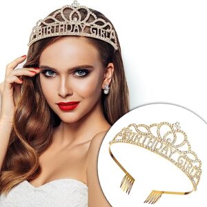 WLLHYF Birthday Crowns for Women, Tiara for Girls Rhinestone Crystal Decor Headband Glitter Crystal Hair Accessories for Party