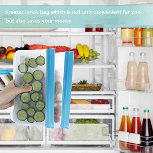 10 Pieces in Gallon Freezer Bags Reusable Bags Silicone，Transparent Sandwich Bags Ziplock，Vegetable and Fruit Freezer Bag，Extra Thick Durable Food Storage Bags Snack Bags