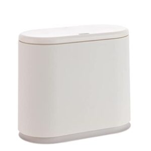 baosia 8 liter white rectangular plastic trash can wastebasket with press type lid,2.1 gallon slim trash bin,narrow trash can waste bins for bedroom, bathroom, office,kitchen，powder room