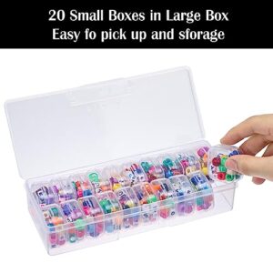 Quefe 40pcs Bead Organizers in A Clear Organzier Box, 2 Sets Clear Plastic Diamond Painting Storage Container with Mini Boxes for Craft Organziers and Storage Art Embroidery Nail Accessories