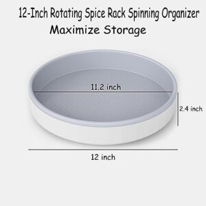 SUPPHOUS 12 Inch Non-Skid Lazy Susan Organizer, 360 Degree Sturdy Lazy Susan Turntable for Cabinet,Table, Fridge, Countertop, Dining Table,Under Sink Organizing, Spice Rack (Grey White)