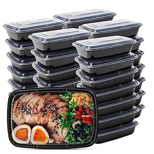 WUHUIXOZ Meal Prep Container, 50 Pack 32 oz Food Storage Containers with Lids, Disposable Bento Box Reusable Plastic Lunch Box, BPA Free Take-Out Box Microwave Dishwasher Freezer Safe