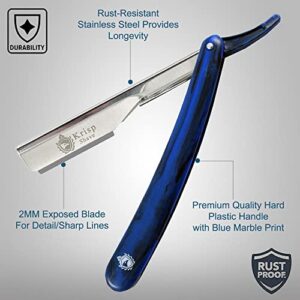 Krisp Beauty Professional Classic Straight Edge Barber Razor 2mm Exposed Blade For Close Shaving - Salon Quality Manual Men's Beard Cut Throat Shavette With 10 Shaving Blades