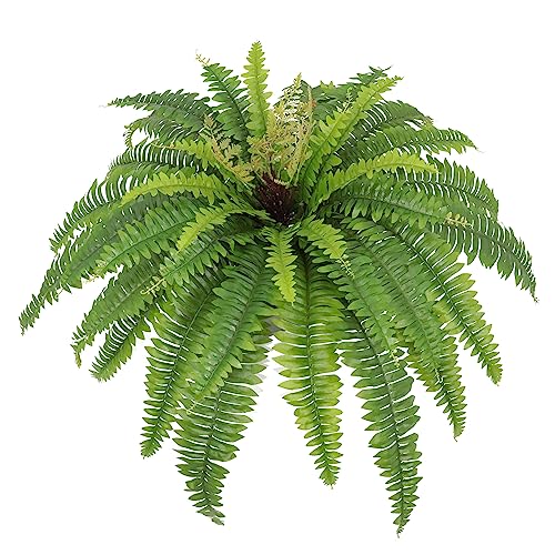 Galebeiren Artificial Ferns for Outdoors & Indoors, 40in Large Faux Ferns 39 Fronds Fake Boston Fern Plant for Planter Garden Porch Entrance Home Windowsill Yards Farmhouse Decoraction (1 Stem)