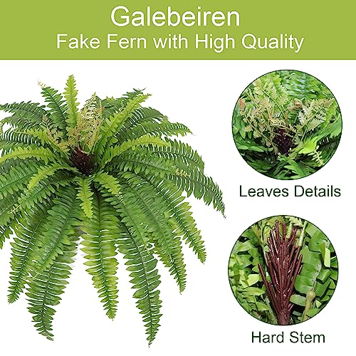 Galebeiren Artificial Ferns for Outdoors & Indoors, 40in Large Faux Ferns 39 Fronds Fake Boston Fern Plant for Planter Garden Porch Entrance Home Windowsill Yards Farmhouse Decoraction (1 Stem)