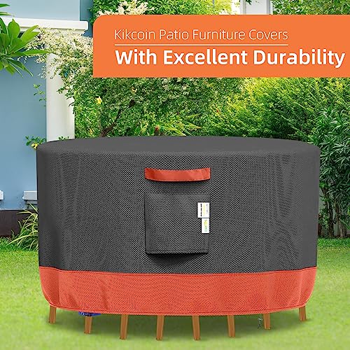 Simpelg Round Patio Furniture Covers, Outdoor furniture cover waterproof, Outdoor Table Chair Set Covers, Anti-Fading Rip-Stop Cover for Patio Furniture Set, 84" DIA x 28"H, Windsor Red/Grey