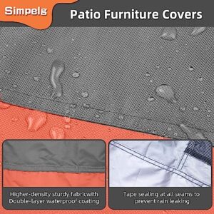 Simpelg Round Patio Furniture Covers, Outdoor furniture cover waterproof, Outdoor Table Chair Set Covers, Anti-Fading Rip-Stop Cover for Patio Furniture Set, 84" DIA x 28"H, Windsor Red/Grey