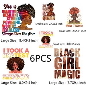 Black Women Iron On Patches for Clothing T-Shirts Heat Press Decals Design Washable Iron On Sticker 6PCS Decoration Applique