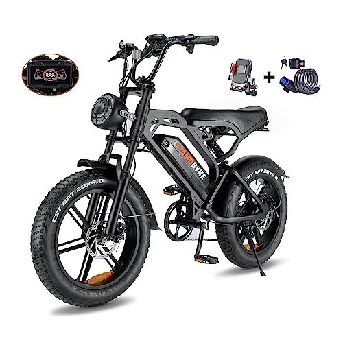 Electric Bike for Adults 750W Motor, Ebike 20" Fat Tire 48V 15AH Removable Battery 28MPH & up to 37 Miles Long Range, 7 Speed Double Suspension Electric Dirt Bike for Off Road Snow Beach Mountain