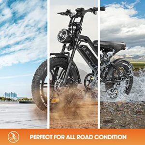 Electric Bike for Adults 750W Motor, Ebike 20" Fat Tire 48V 15AH Removable Battery 28MPH & up to 37 Miles Long Range, 7 Speed Double Suspension Electric Dirt Bike for Off Road Snow Beach Mountain