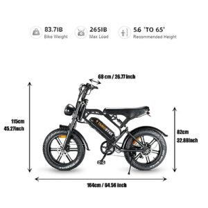 Electric Bike for Adults 750W Motor, Ebike 20" Fat Tire 48V 15AH Removable Battery 28MPH & up to 37 Miles Long Range, 7 Speed Double Suspension Electric Dirt Bike for Off Road Snow Beach Mountain