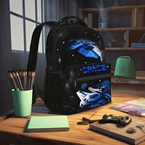 DAATUANG BlackSpaceBakpack Bak Pack Space Ship Book Bag Airplane Bookbag For Tavel Galaxy Bakpacks Universe Bak Packs Planes Durable Bookbags Funny Black Spaceship Bookbag Space Ship Book Bags Gift