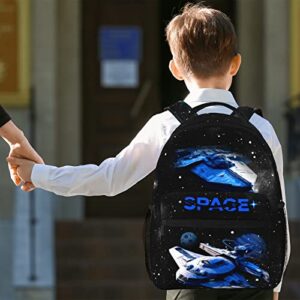 DAATUANG BlackSpaceBakpack Bak Pack Space Ship Book Bag Airplane Bookbag For Tavel Galaxy Bakpacks Universe Bak Packs Planes Durable Bookbags Funny Black Spaceship Bookbag Space Ship Book Bags Gift