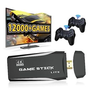 retro game console - retroplay stick - emulator console s2 12000+ classic video games,9 emulators,plug & play video games for tv,nostalgia stick support 4k hdmi port,2 wireless gamepads(64g)