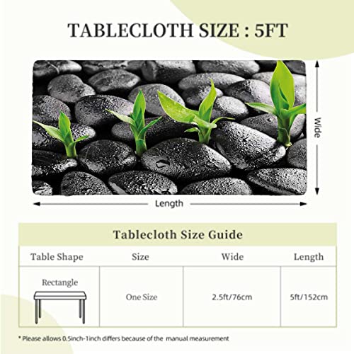 NJZOXR Basalt Stones Bamboo Fitted Tablecloth Rectangle Table Cover - Table Cloth - Fitted Table Covers for 5 Foot Tables