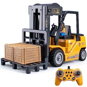 vijisuki 2.4ghz remote control forklift toys,rc forklift truck with spray, cool lights,sound,1/24 scale 11 channel rechargeable forklift truck gift for kids