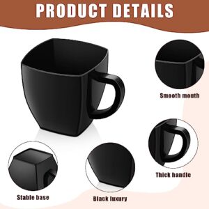 Amyhill 100 Pcs 2 oz Disposable Tea Cups Mini Plastic Tea Cup Bulk with Handle Hard Plastic Coffee Mug Disposable Square Espresso Mug for Tea Party Catering (Black)