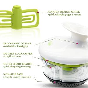 Manual Food Chopper Vegetable Cutter - Garlic Onion Processor Hand Chopper for Kitchen, 300ML Grinder to Chop Vegetables Fruits Nuts Onions Garlic Salads