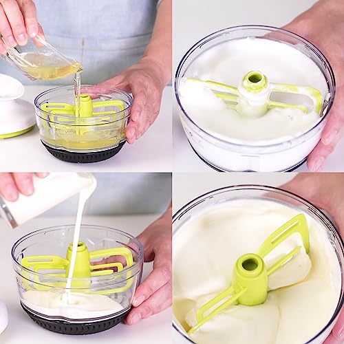 Manual Food Chopper Vegetable Cutter - Garlic Onion Processor Hand Chopper for Kitchen, 300ML Grinder to Chop Vegetables Fruits Nuts Onions Garlic Salads